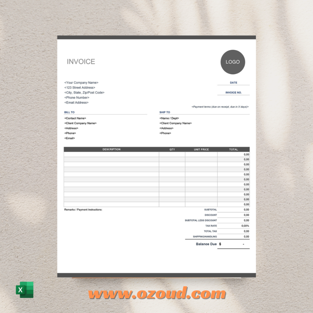 Proforma Invoice Template - Ozoud